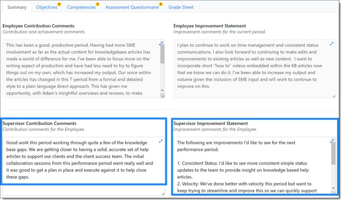 Summary Tab Details